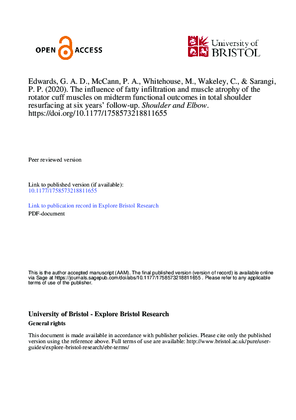 (PDF) The influence of fatty infiltration and muscle atrophy of the ...