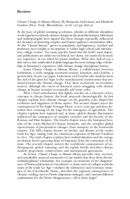 (PDF) Climate Change in Human History