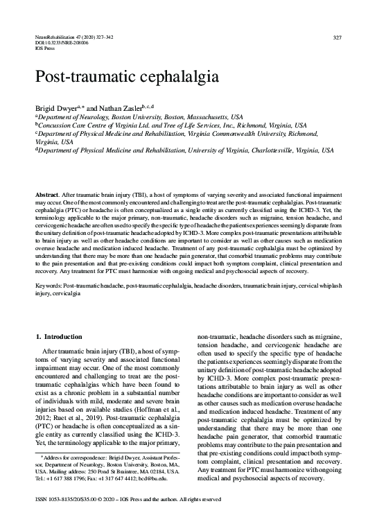(PDF) Post-traumatic cephalalgia