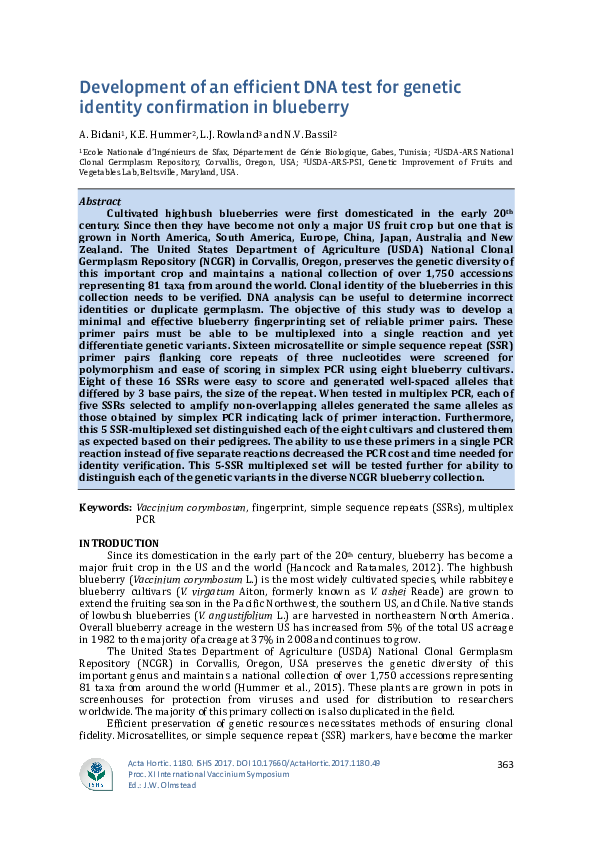 (PDF) Development of an efficient DNA test for genetic identity ...