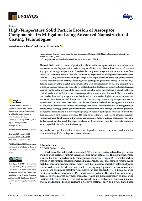 (PDF) High-Temperature Solid Particle Erosion of Aerospace Components ...
