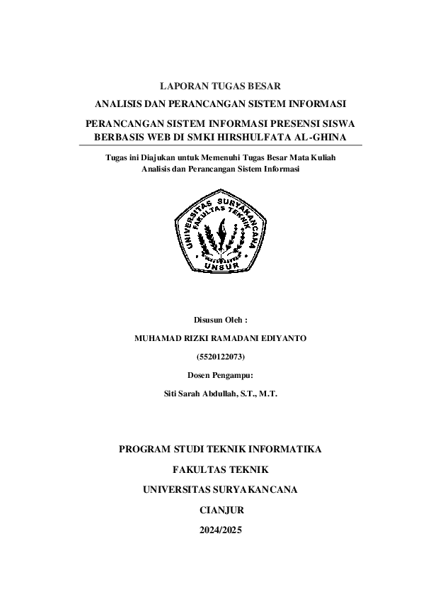 (PDF) LAPORAN TUGAS BESAR ANALISIS DAN PERANCANGAN SISTEM INFORMASI PERANCANGAN SISTEM INFORMASI ...