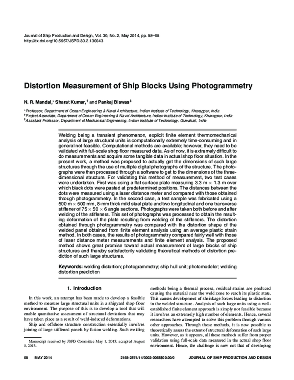 (PDF) Distortion Measurement of Ship Blocks Using Photogrammetry
