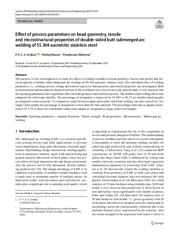 (PDF) Effect of process parameters on bead geometry, tensile and ...