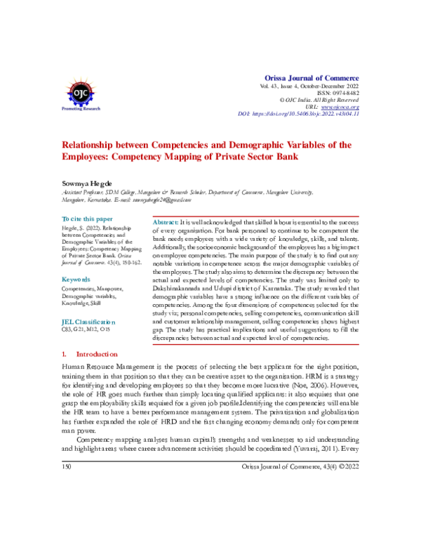 (PDF) Relationship between Competencies and Demographic Variables of the Employees: Competency ...