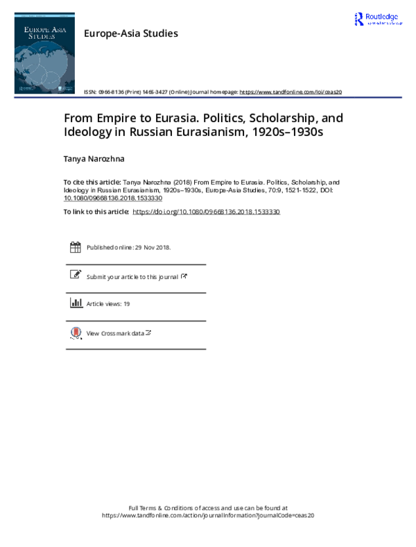 (PDF) From Empire to Eurasia. Politics, Scholarship, and Ideology in ...