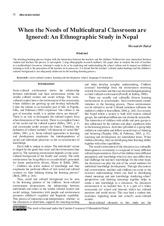 (PDF) When the Needs of Multicultural Classroom are Ignored: An ...
