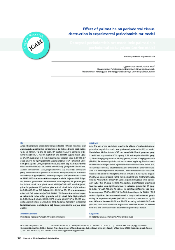 (PDF) Effect of palmatine on periodontal tissue destruction in ...