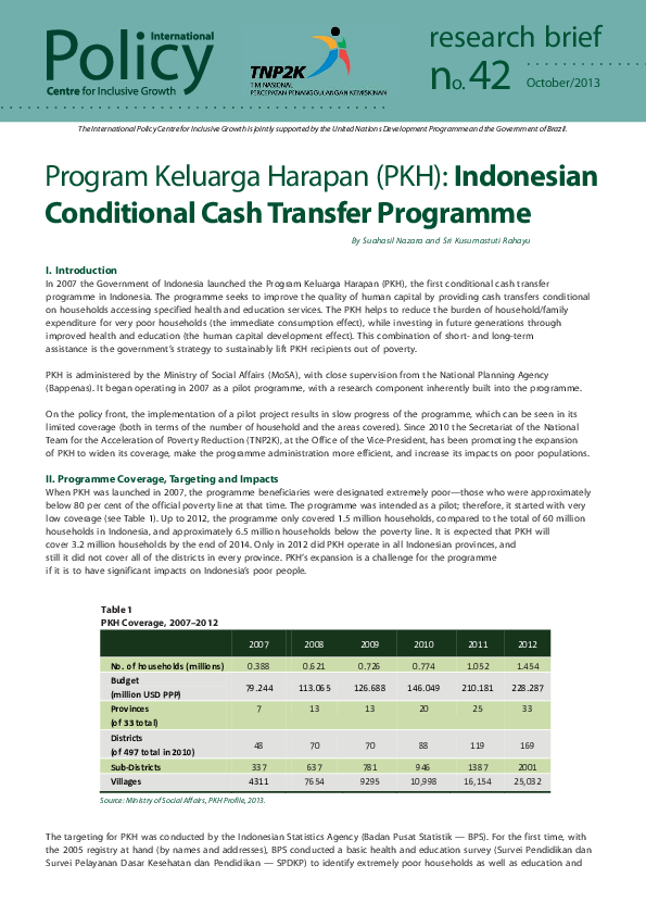 (PDF) Program Keluarga Harapan (PKH): Indonesian Conditional Cash ...