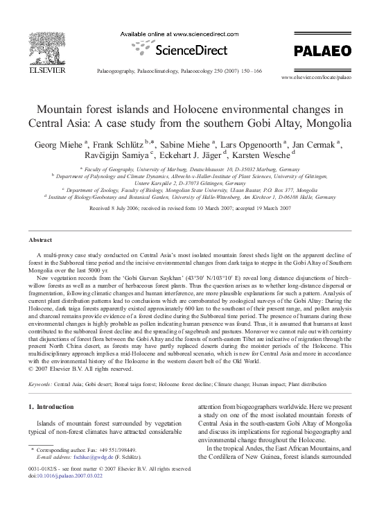 (PDF) Mountain forest islands and Holocene environmental changes in Central Asia: A case study ...