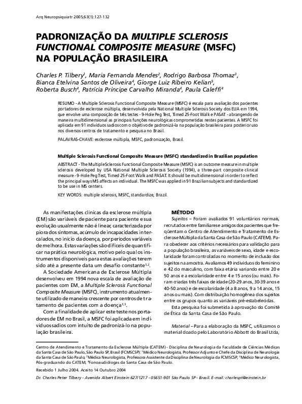 (PDF) Padronização da Multiple Sclerosis Functional Composite Measure ...
