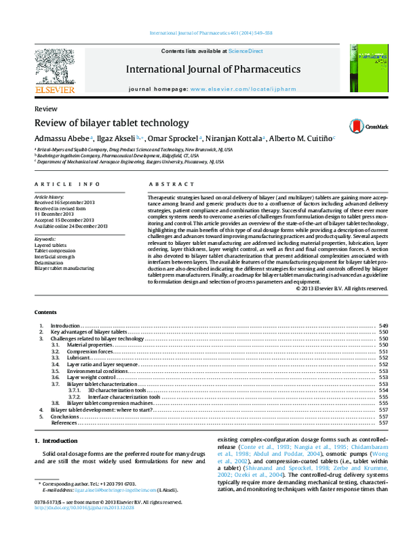 (PDF) Review of bilayer tablet technology
