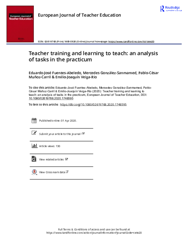 (PDF) Teacher training and learning to teach: an analysis of tasks in the practicum