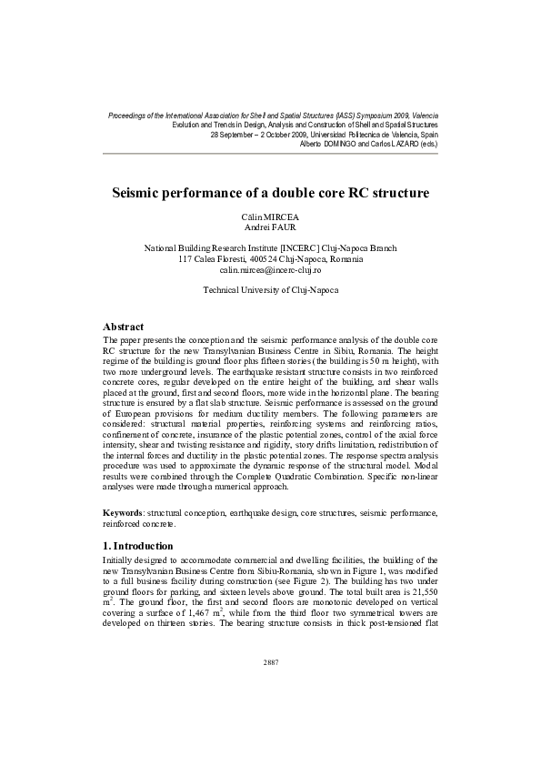 (PDF) Seismic performance of a double core RC structure