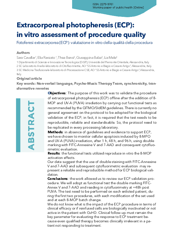 (PDF) Extracorporeal photopheresis (ECP): in vitro assessment of ...