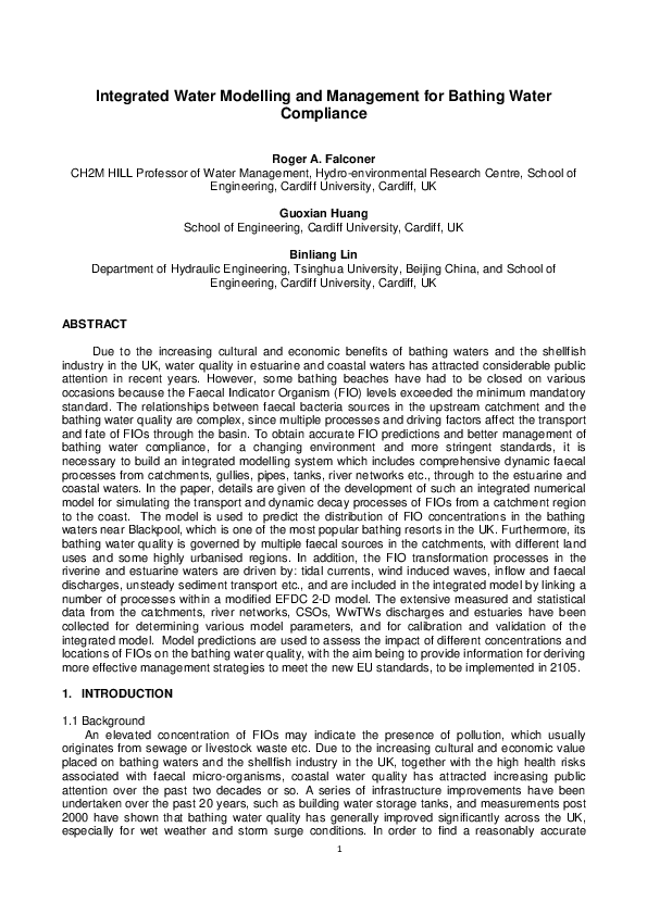 (PDF) Integrated Water Modelling and Management for Bathing Water ...
