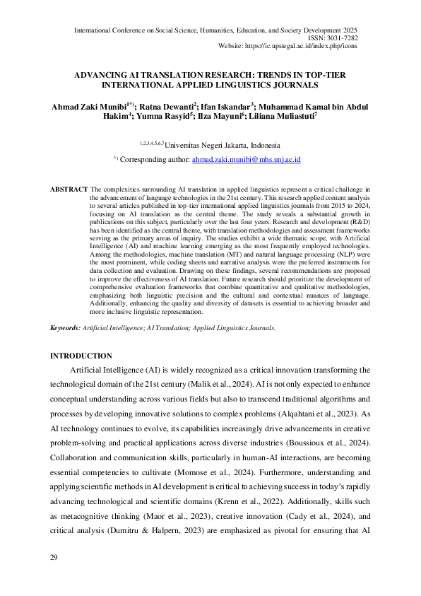 (PDF) ADVANCING AI TRANSLATION RESEARCH: TRENDS IN TOP-TIER ...
