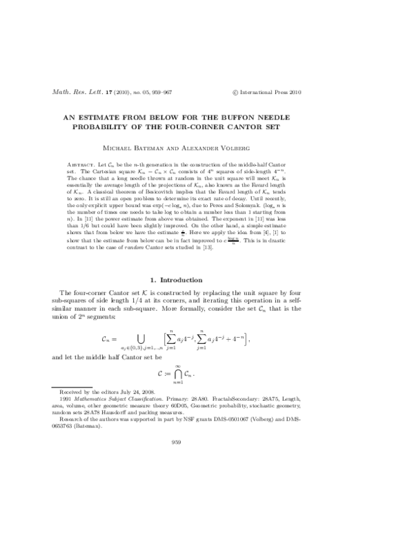 (PDF) An estimate from below for the Buffon needle probability of the ...