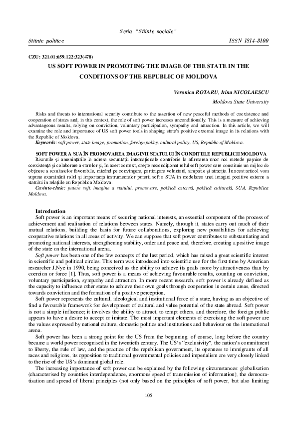 (PDF) Us Soft Power in Promoting the Image of the State in the ...