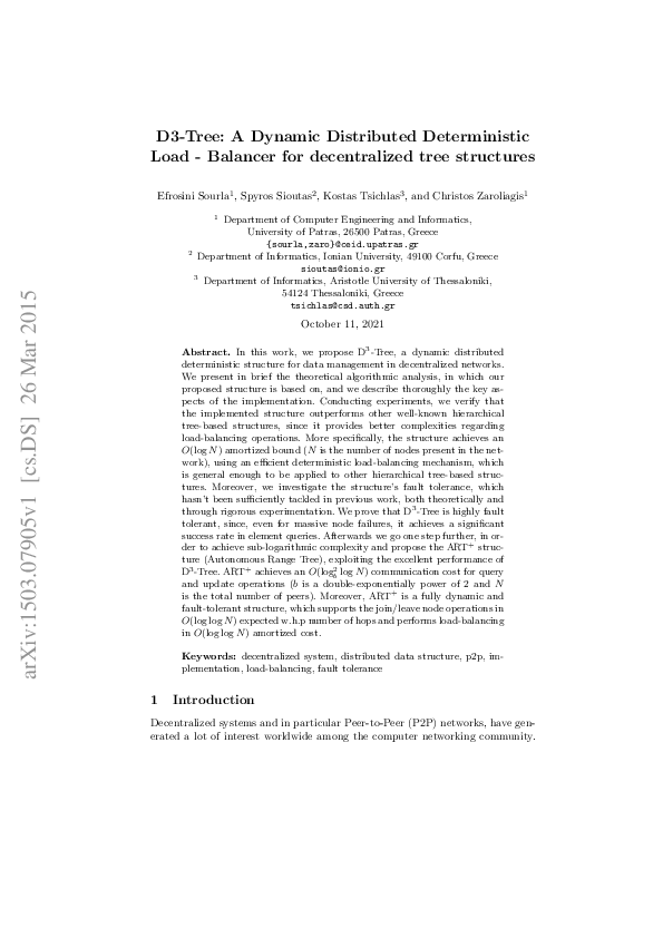 (PDF) D3-Tree: A Dynamic Distributed Deterministic Load - Balancer for ...