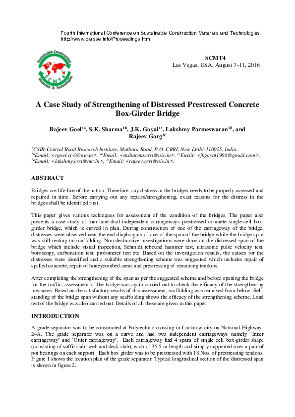 (PDF) A Case Study of Strengthening of Distressed Prestressed Concrete Box-Girder Bridge