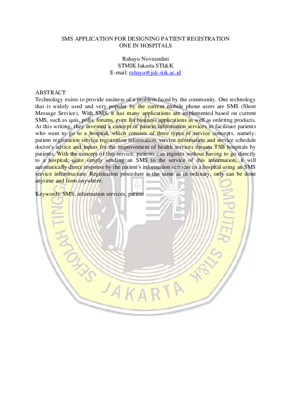 (PDF) SMS Application For Designing Patient Registration One In Hospitals
