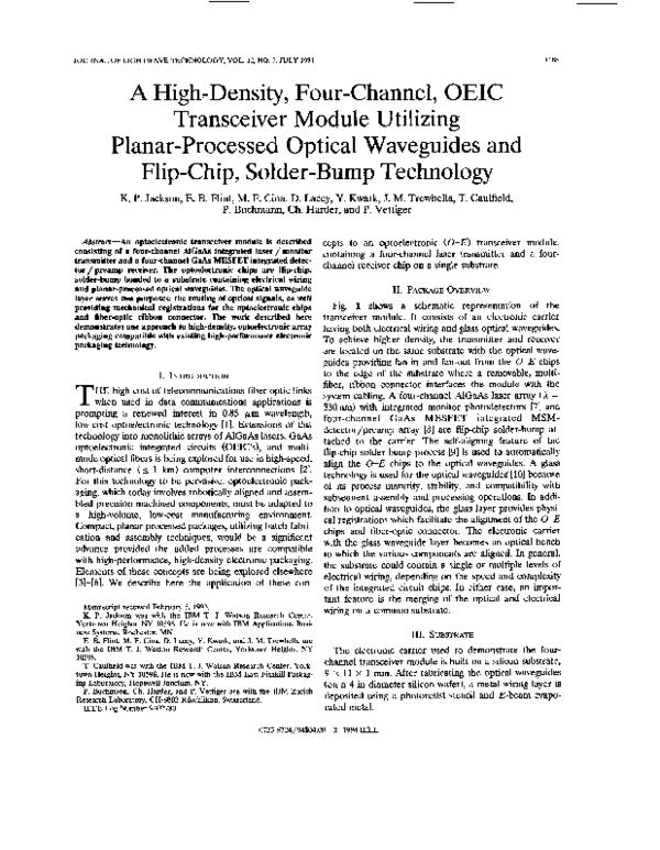 (PDF) A high-density, four-channel, OEIC transceiver module utilizing planar-processed optical ...