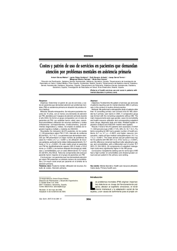 (PDF) Costes y patrón de uso de servicios en pacientes que demandan ...