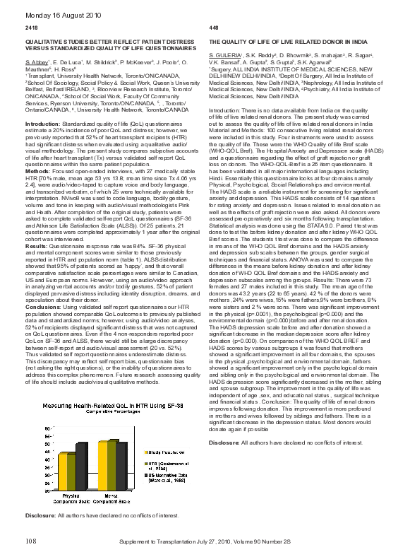 (PDF) Qualitative Studies Better Reflect Patient Distress Versus ...