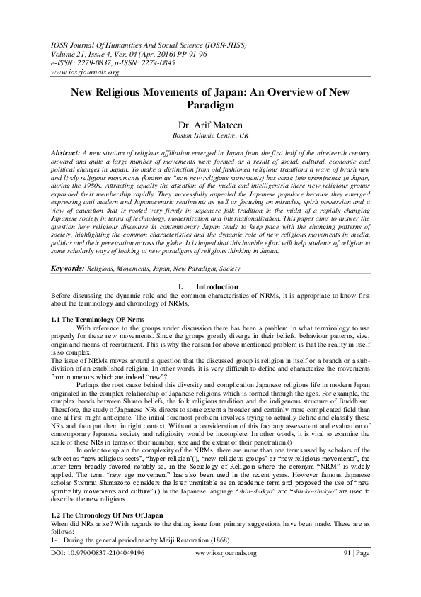 (PDF) New Religious Movements of Japan: An Overview of New Paradigm