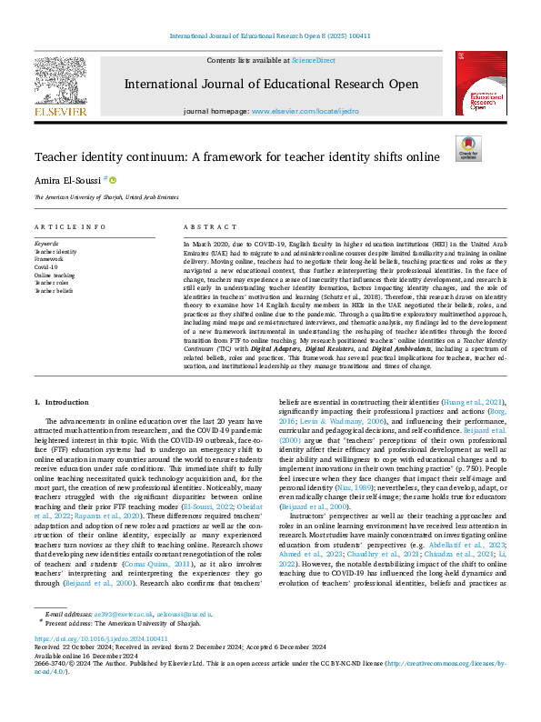 (PDF) Teacher identity continuum: A framework for teacher identity ...