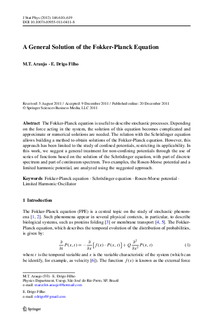 (PDF) A General Solution of the Fokker-Planck Equation