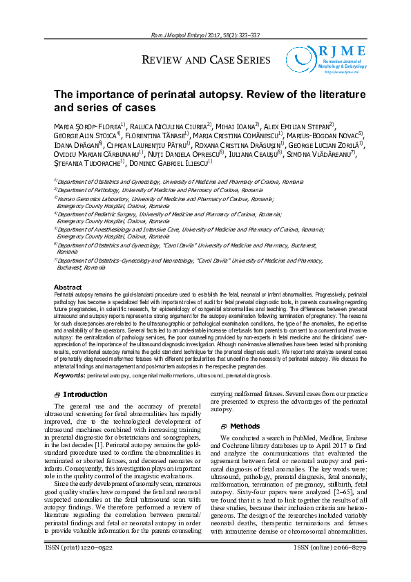 (PDF) The importance of perinatal autopsy. Review of the literature and ...