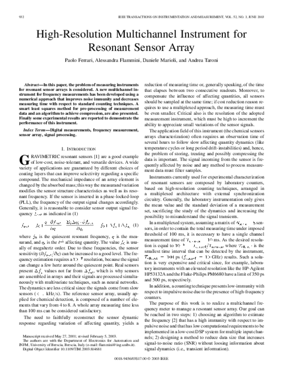 (PDF) High-resolution multichannel instrument for resonant sensor array