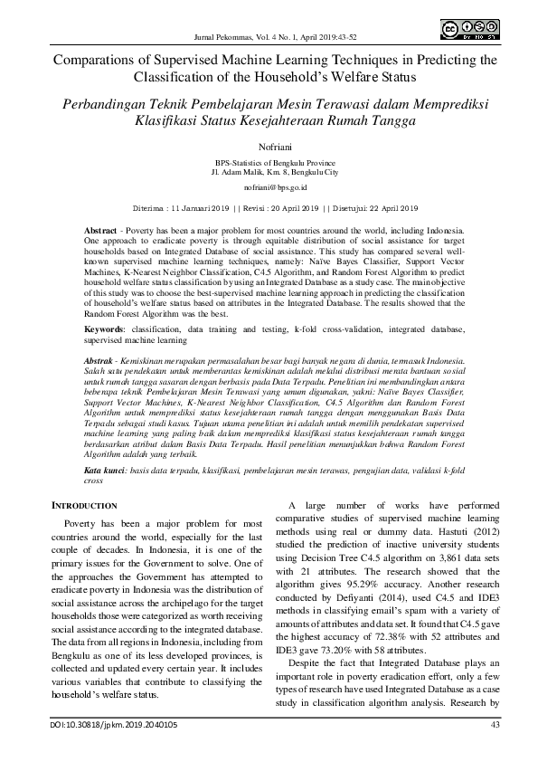 (PDF) Comparations of Supervised Machine Learning Techniques in ...