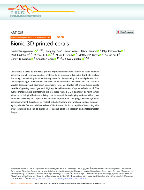 (PDF) Bionic 3D printed corals