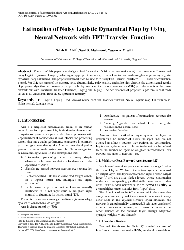 (PDF) Estimation of Noisy Logistic Dynamical Map by Using Neural ...