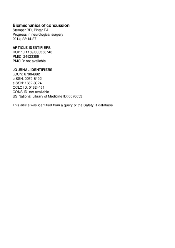 (PDF) Biomechanics of Concussion