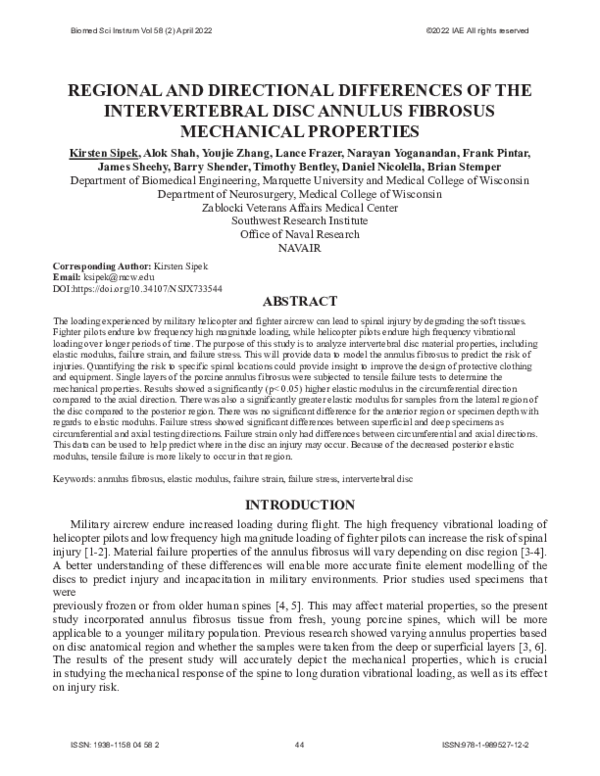 (PDF) Regional and Directional Differences of the Intervertebral Disc ...