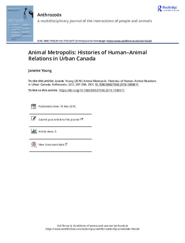 (PDF) Animal Metropolis: Histories of Human-Animal Relations in Urban ...