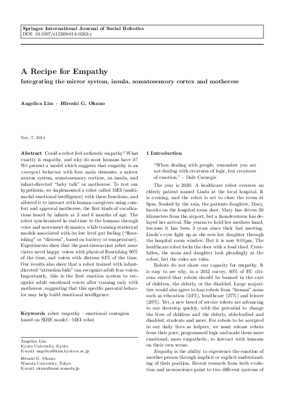 (PDF) A Recipe for Empathy