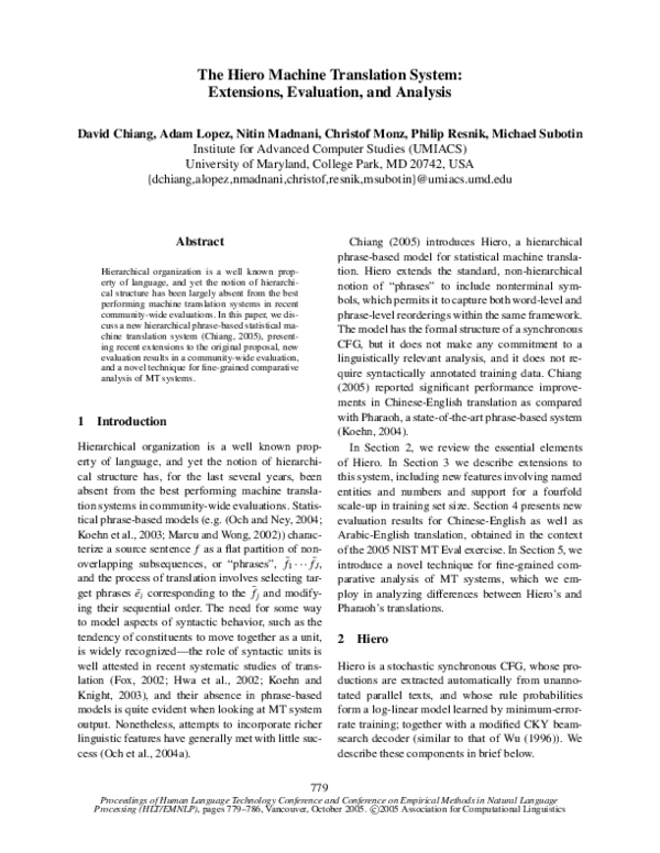 (PDF) The Hiero machine translation system