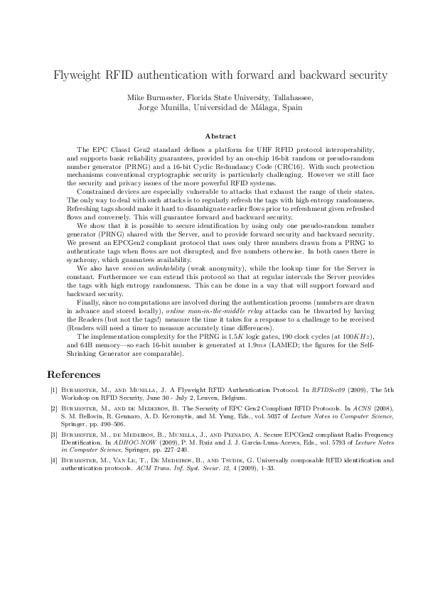 (PDF) Universally Composable RFID Identification and Authentication Protocols
