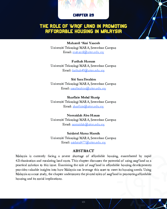(PDF) Chapter 28: THE ROLE OF WAQF LAND IN PROMOTING AFFORDABLE HOUSING ...