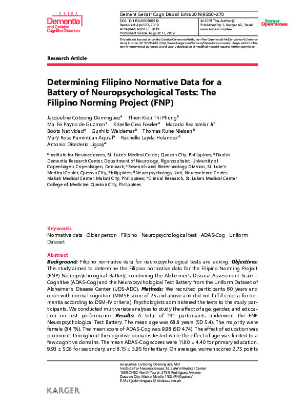 (PDF) Determining Filipino Normative Data for a Battery of ...