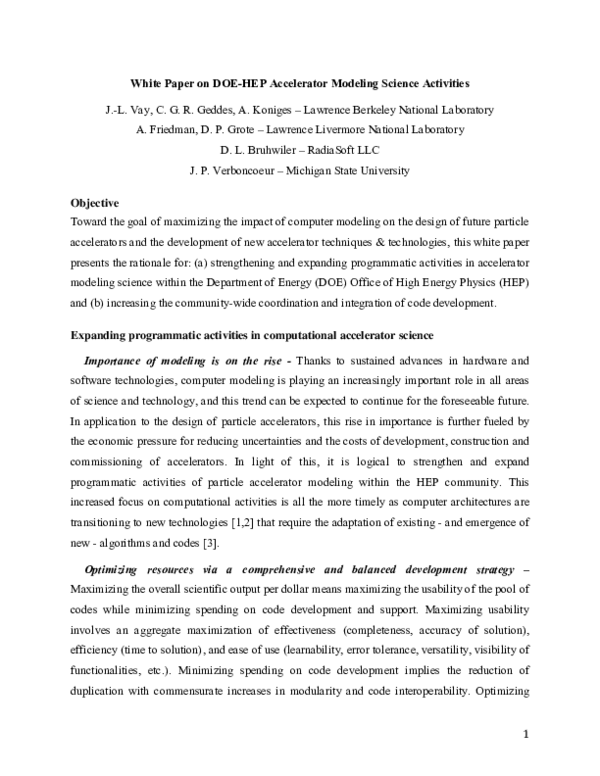 (PDF) White Paper on DOE-HEP Accelerator Modeling Science Activities