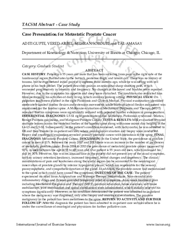 (PDF) Case Presentation for Metastatic Prostate Cancer