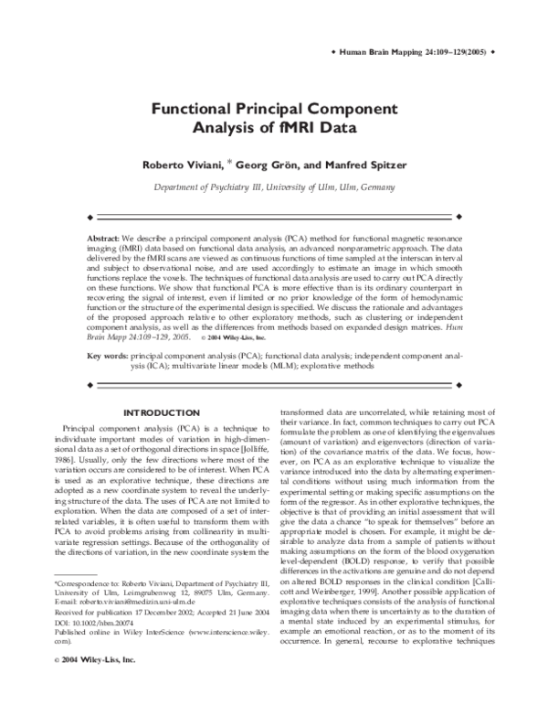 (PDF) Functional principal component analysis of fMRI data