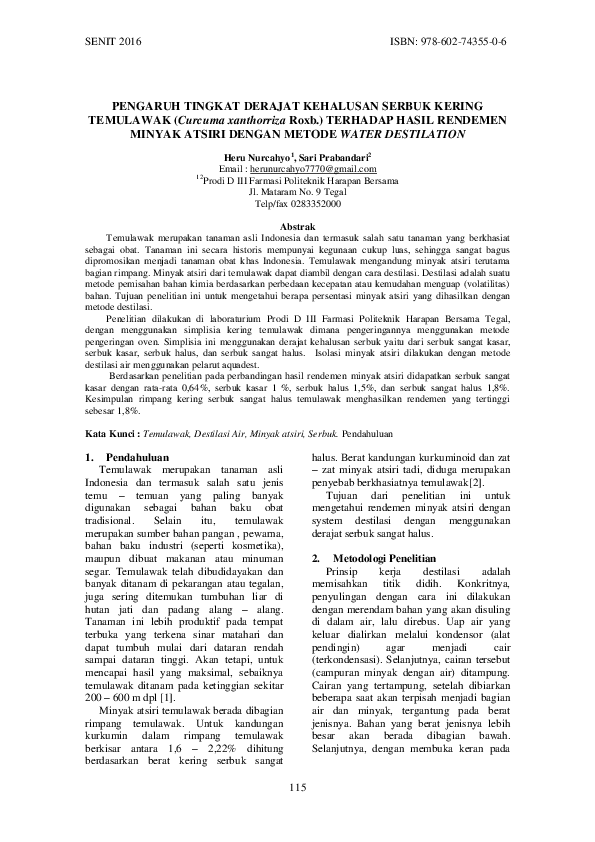 (PDF) PENGARUH TINGKAT DERAJAT KEHALUSAN SERBUK KERING TEMULAWAK ...