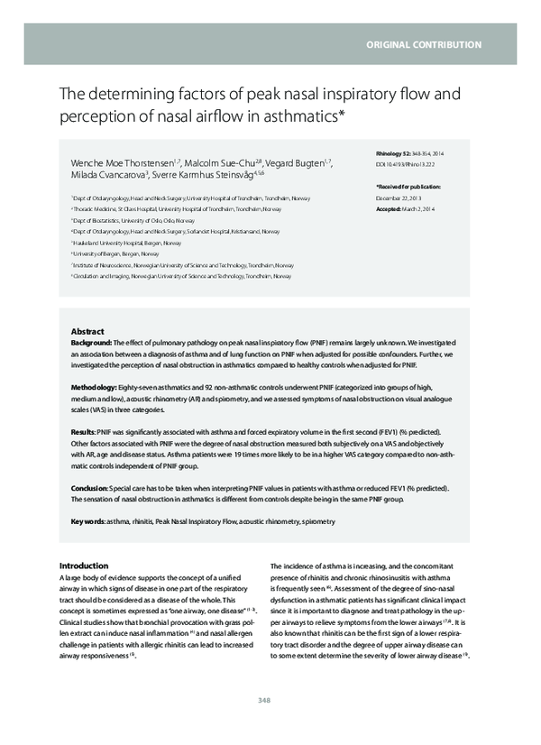 (PDF) The determining factors of peak nasal inspiratory flow and perception of nasal airflow in ...